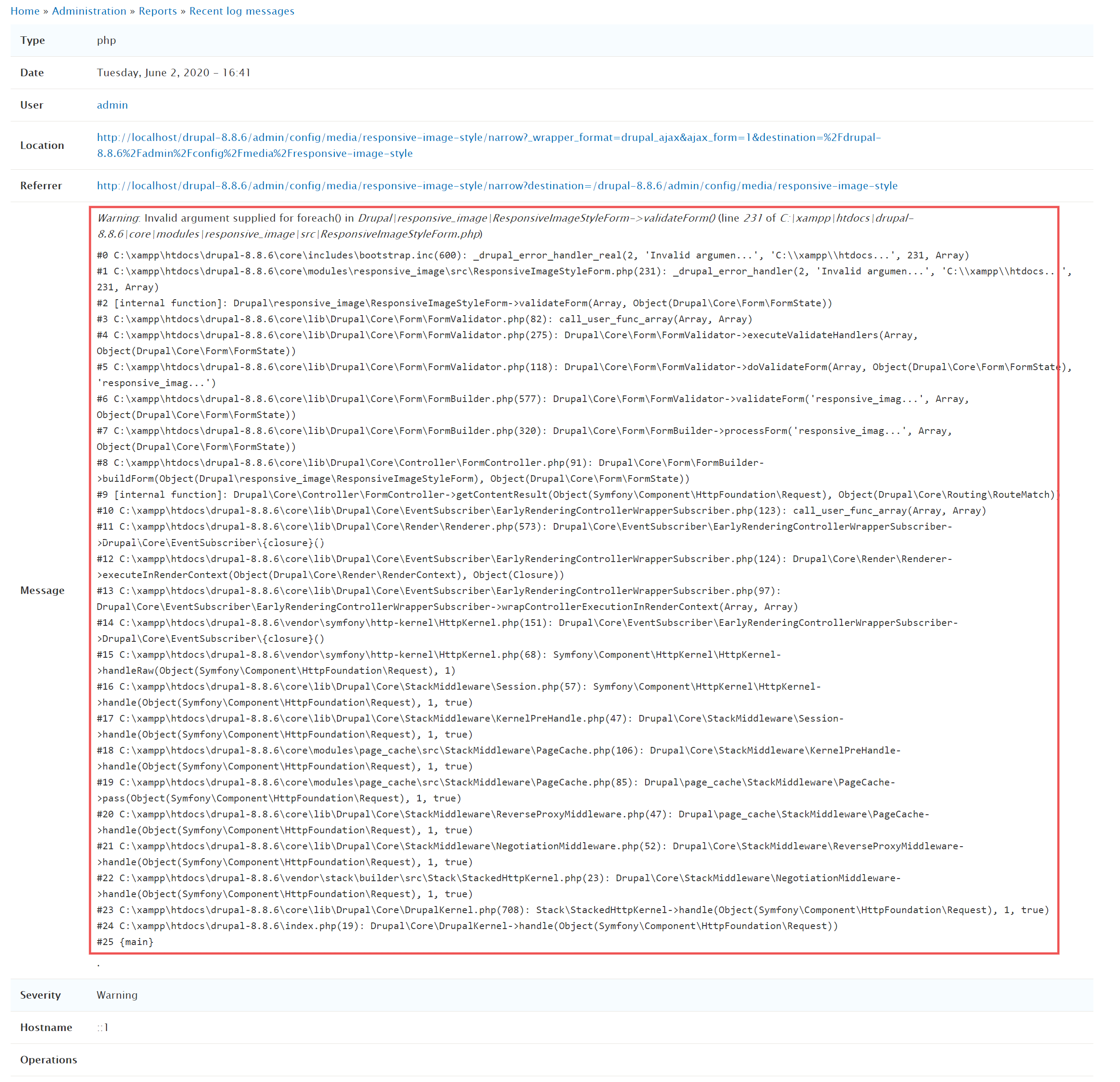 "Warning: Invalid argument supplied for foreach()" when choosing from "Breakpoint group" select ...