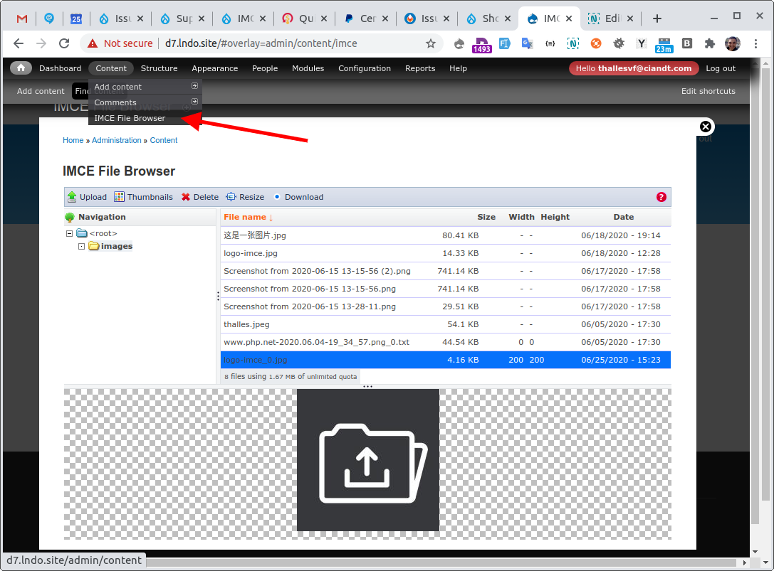 IMCE file browser workbench integration [#1604980] | Drupal.org