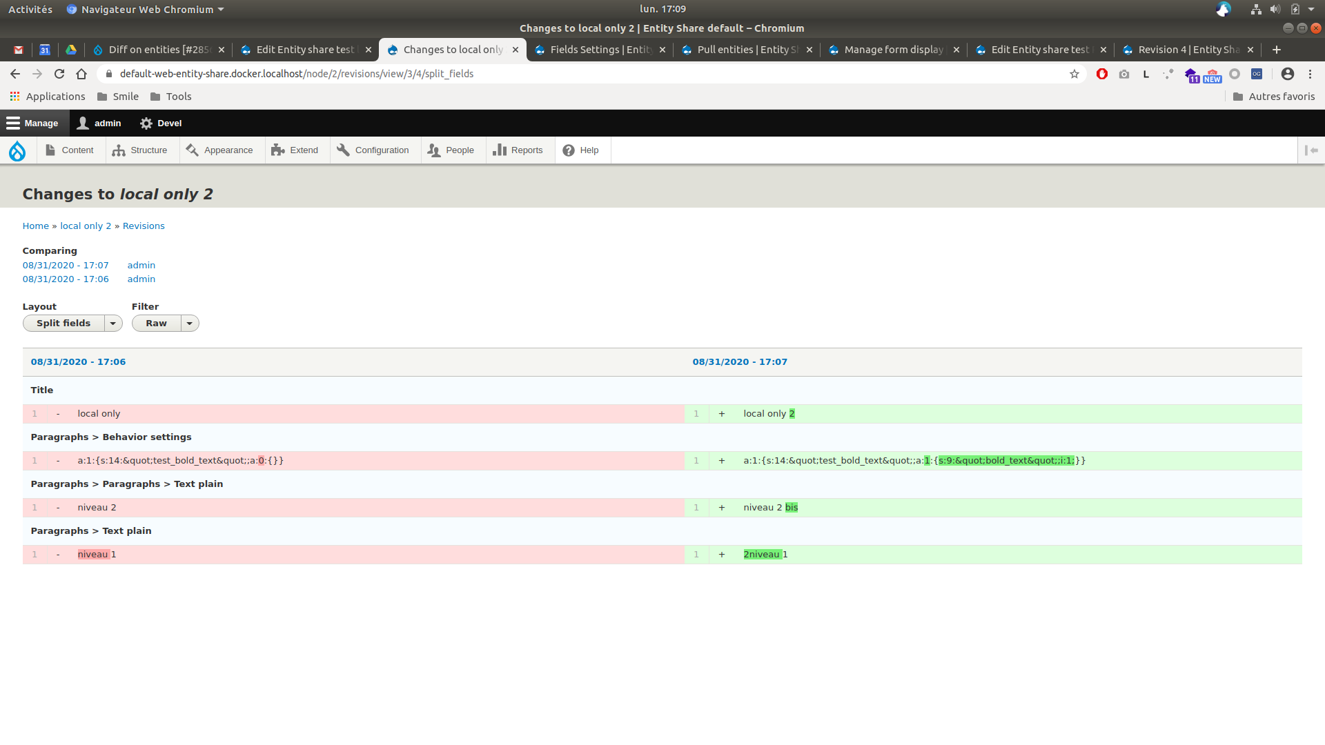 Diff on entities [#2856719] | Drupal.org