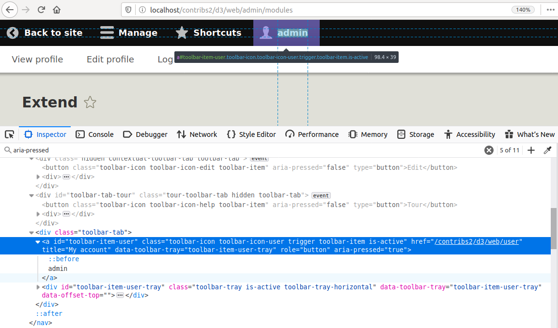 aria-pressed attribute isn't updated correctly. [#3085781] | Drupal.org