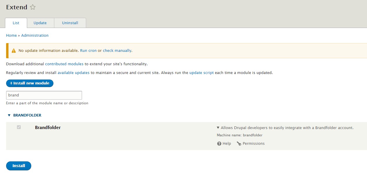 Add link from modules page to Brandfolder settings [#3171250] | Drupal.org