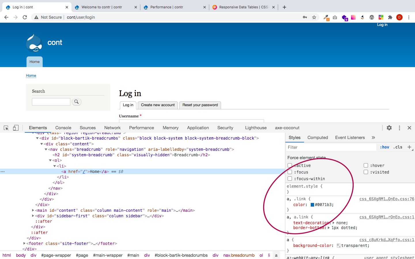 Hover/Active state does not have proper contrast [#2725539] | Drupal.org