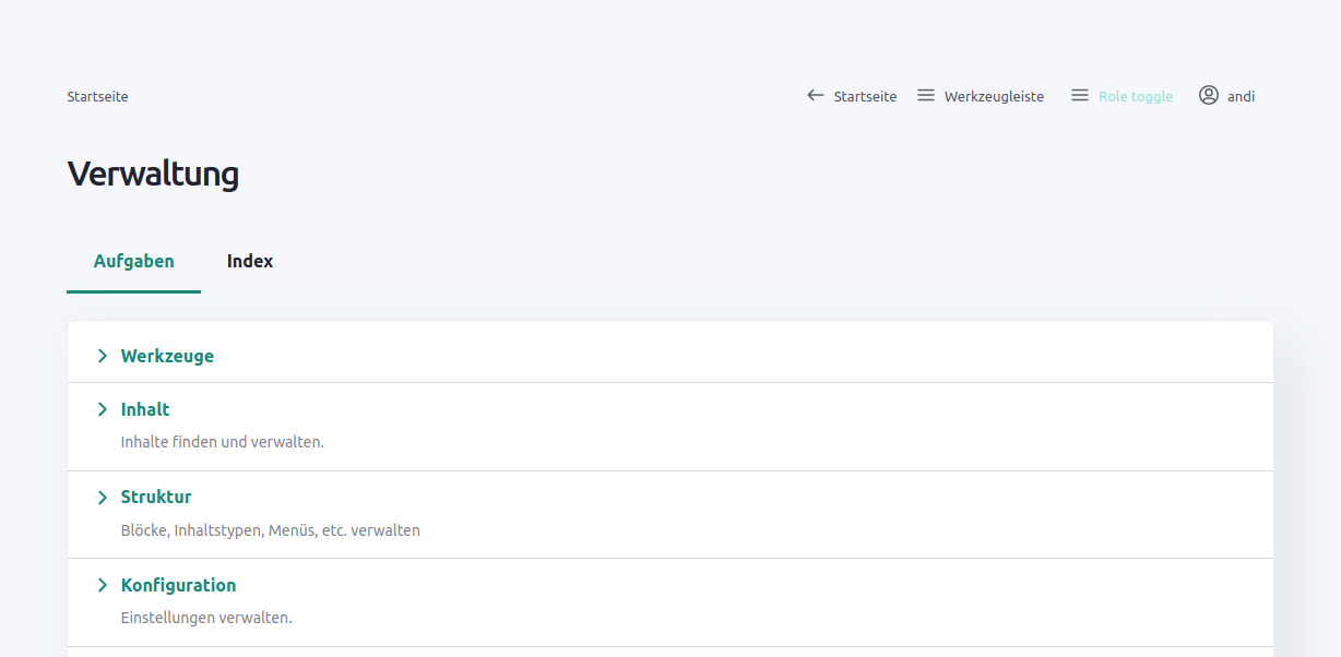 Add possibility to use a different administration menu configurable per ... Add possibility to use a different administration menu configurable per ...