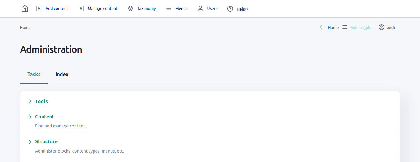 Add possibility to use a different administration menu configurable per ... Add possibility to use a different administration menu configurable per ...