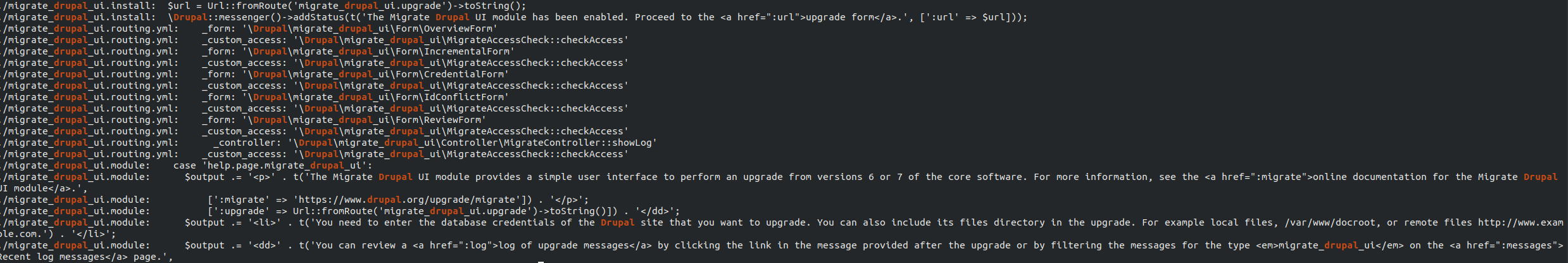 No "Drupal" in UI text -- migrate, migrate_drupal, migrate_drupal_ui ...