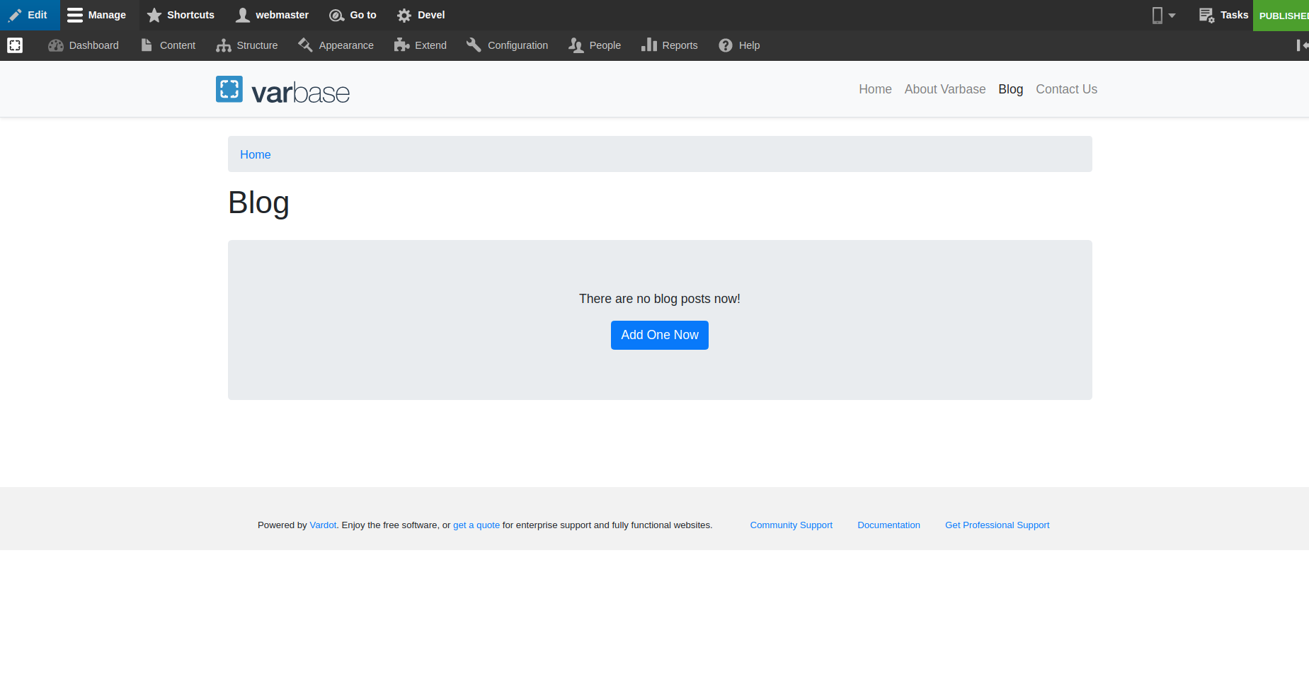 Update Default Layout config and Default Content in Varbase Blog for the Blog section to work ...