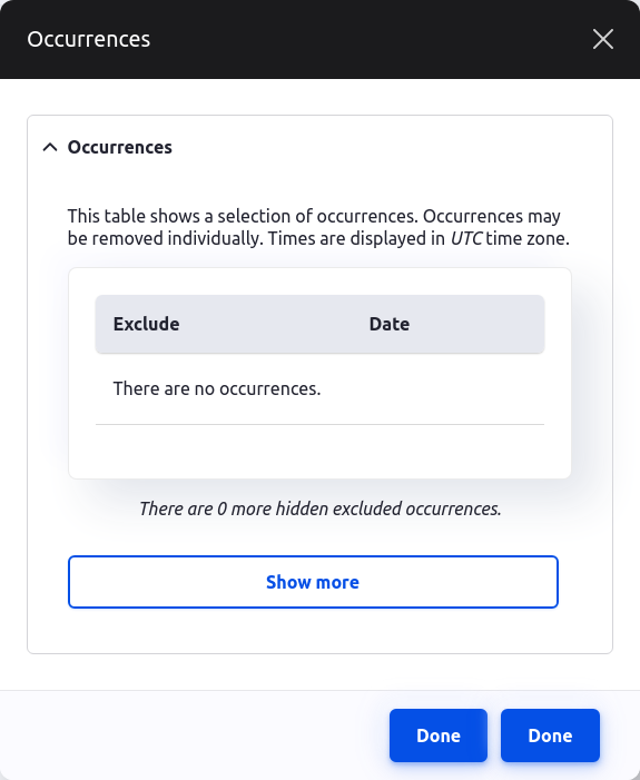 Duplicate submit button in Recurring Date dialog [#3201706] | Drupal.org