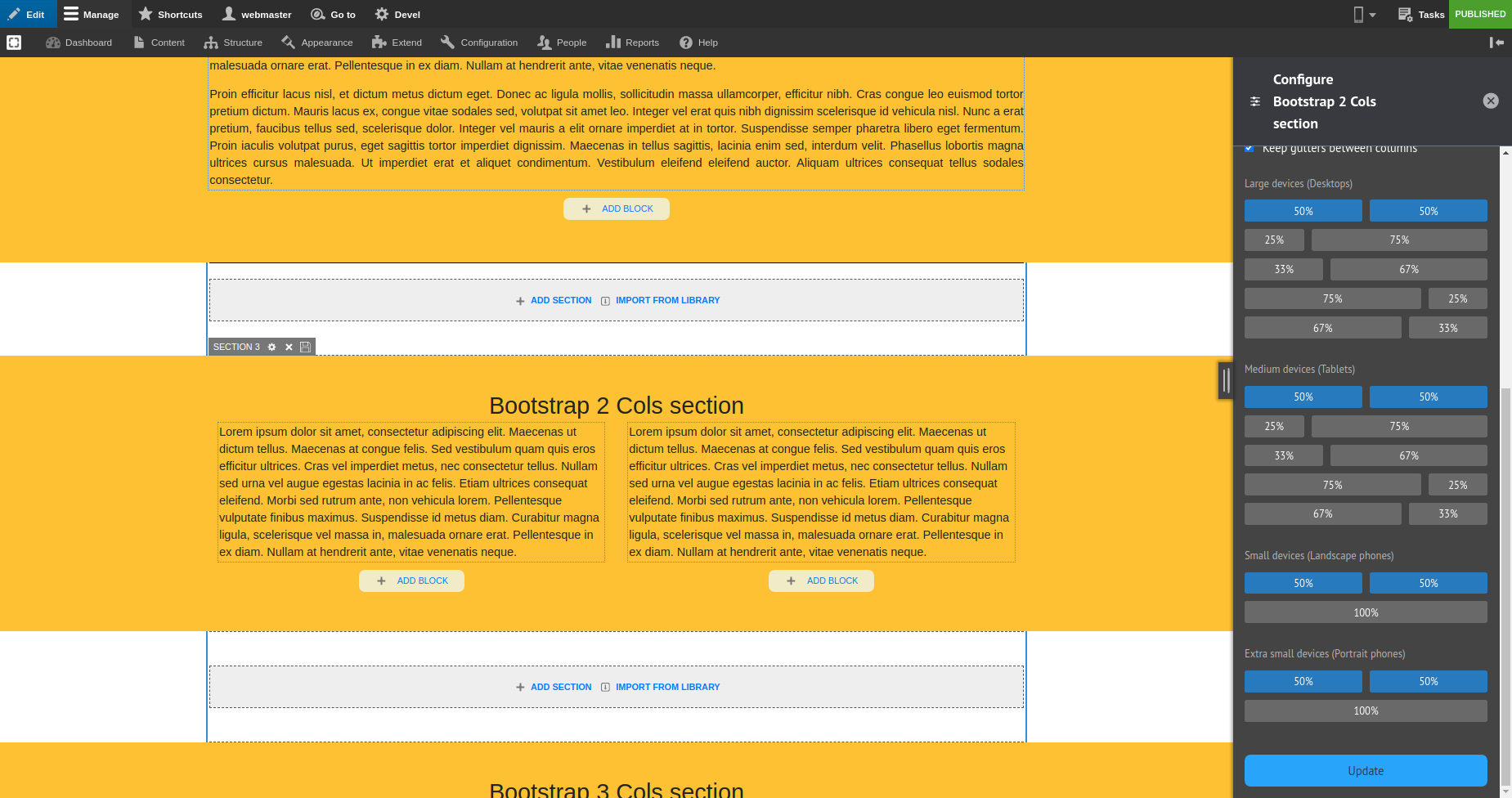 Change Varbase Layout Builder default set of breakpoints, layouts, and styles [#3202838 ...