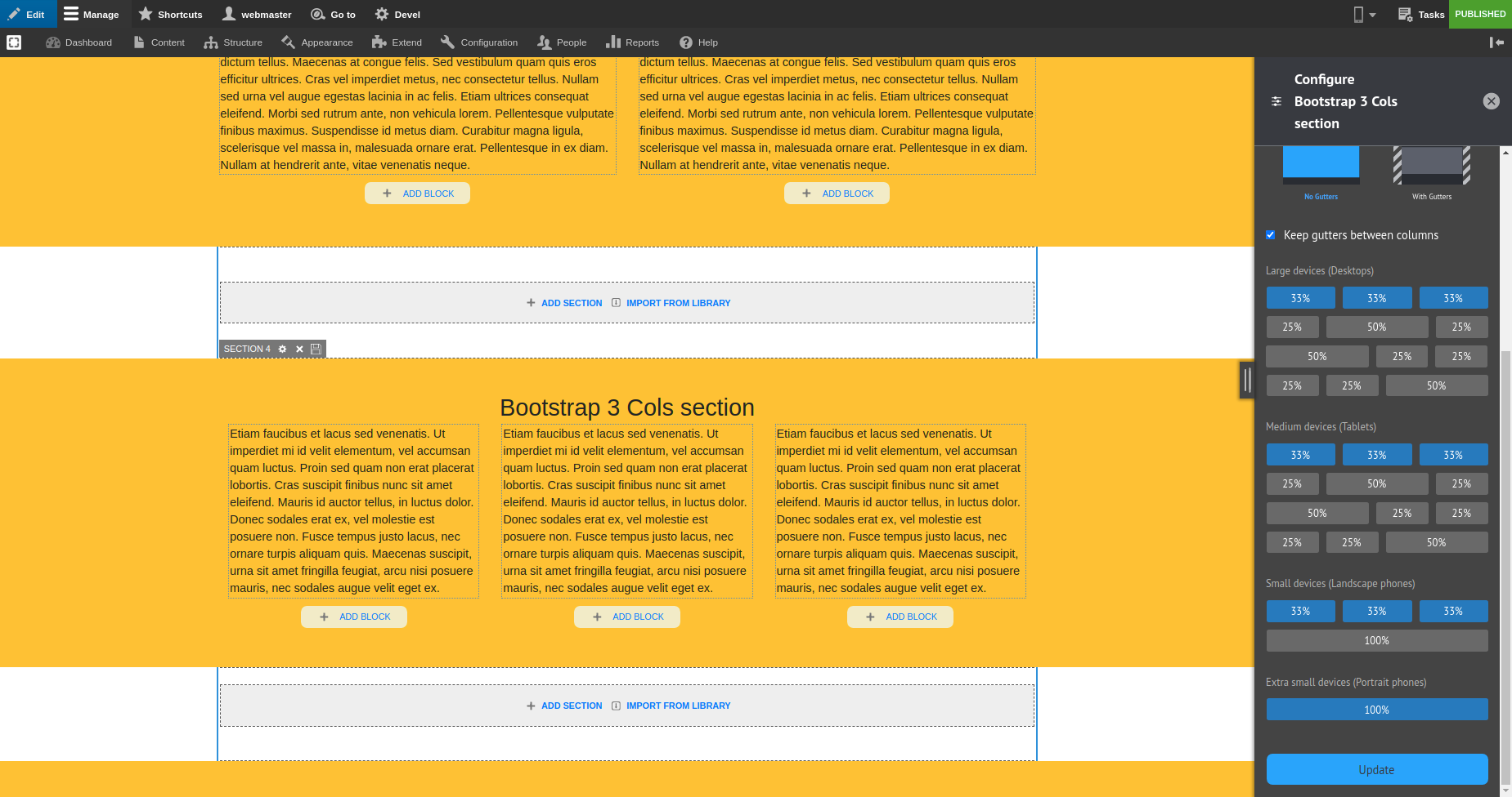 Change Varbase Layout Builder default set of breakpoints, layouts, and styles [#3202838 ...
