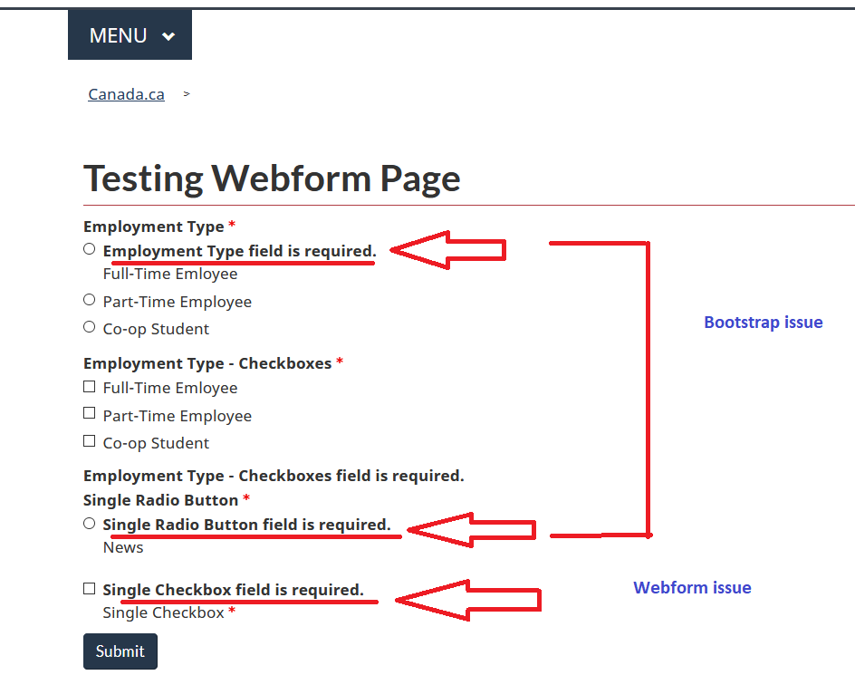 Radio button validation text is shown in the wrong place of the Webform [#3205860] | Drupal.org