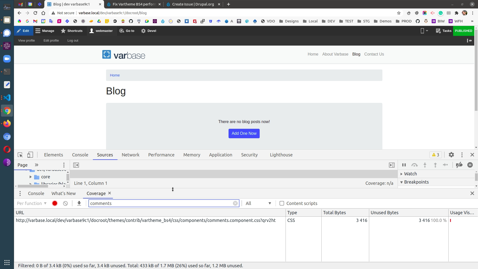Fix Vartheme BS4 performance coverage for Comments component style on pages without comments ...