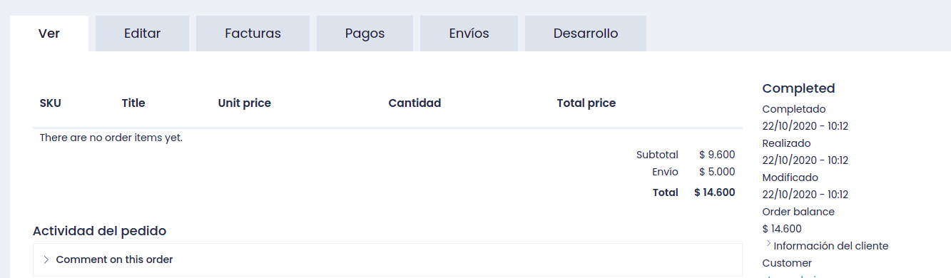 The order items are not shown in the order admin detail. [#3215714] | Drupal.org