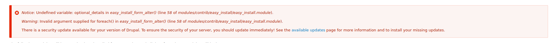 PHP warning "Undefined variable $optional_details" on uninstall confirmaition page [#3161331 ...