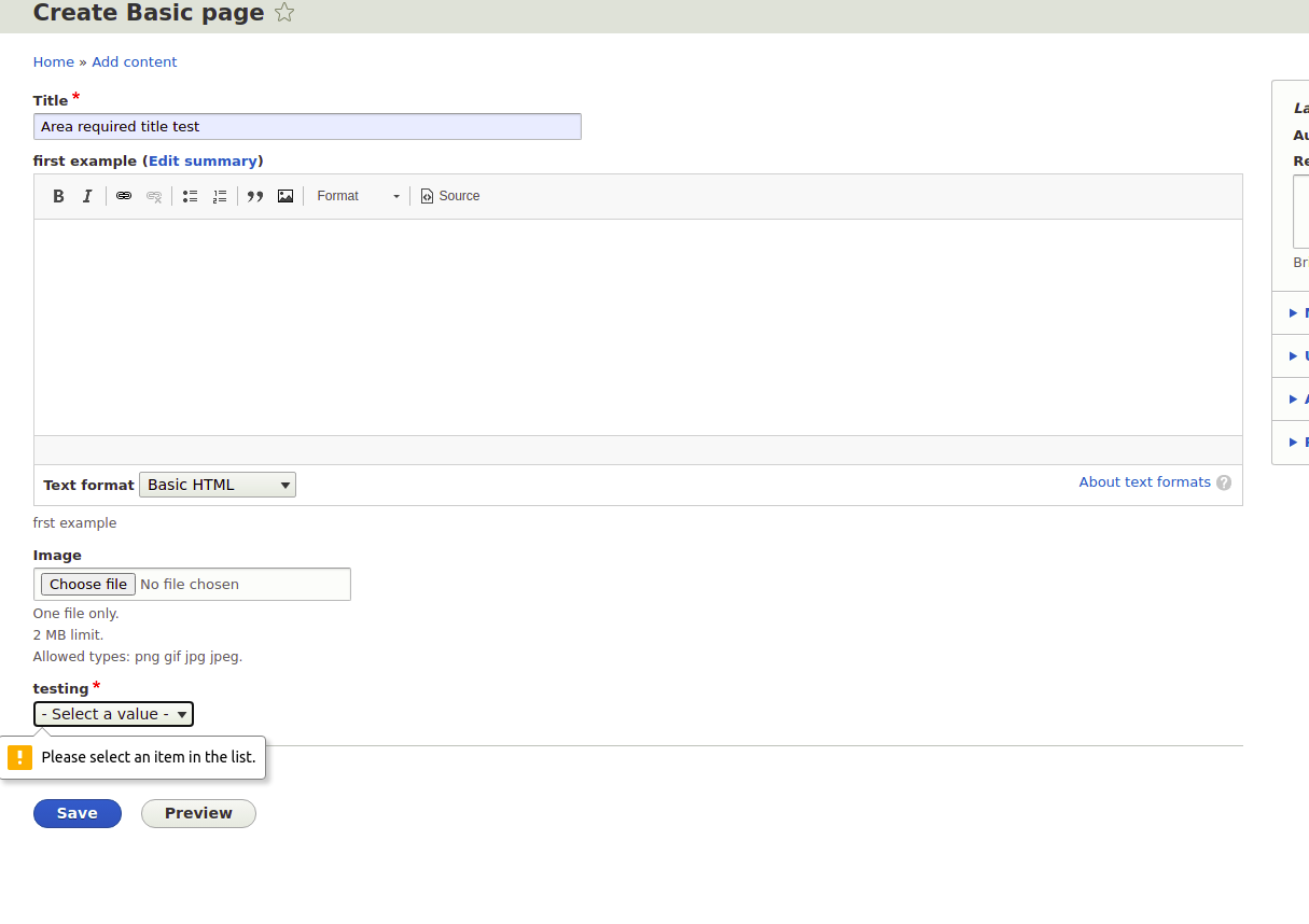 aria-required does not work for select form fields with _none as empty option value [#2468773 ...