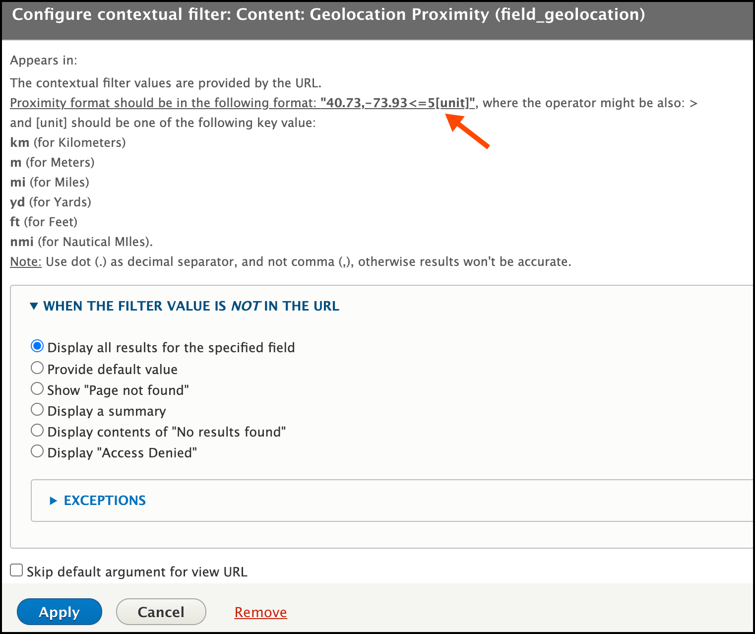 Contextual Filter as Proximity Filter (geolocation) that is using postal code and not latitude ...