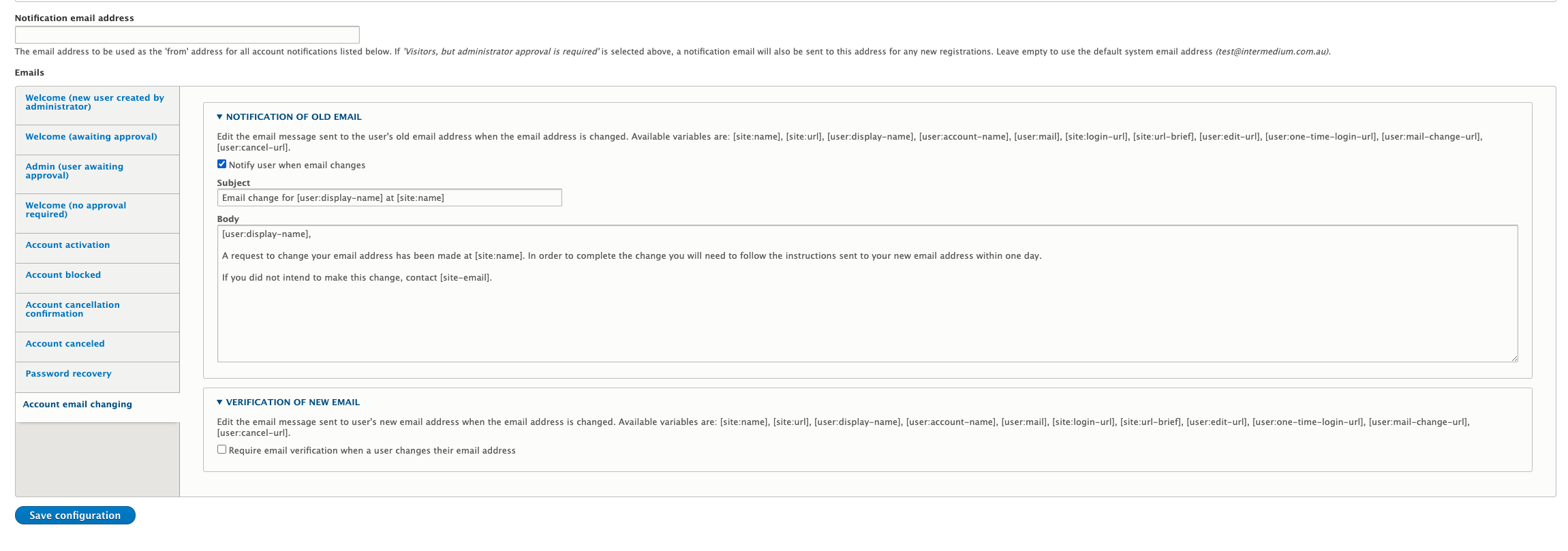 Use email verification when changing user email addresses [#85494] | Drupal.org