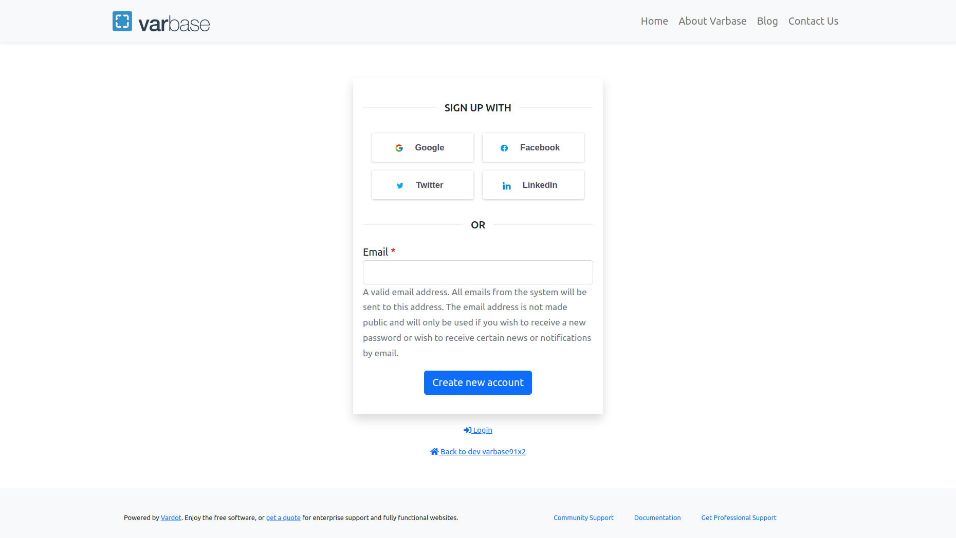 Add Email Registration module to Varbase Core to allow users to login using Email or username ...