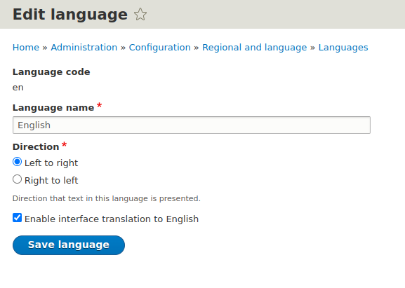 Only english language allows to "Enable interface translation to" [#3261053] | Drupal.org