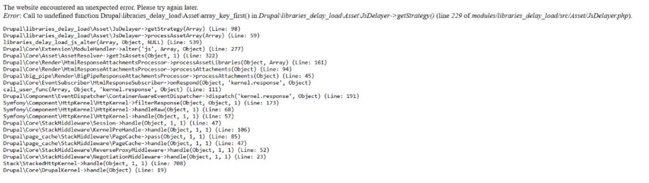 Error: Call to undefined function array_key_first() in JsDelayer.php ...
