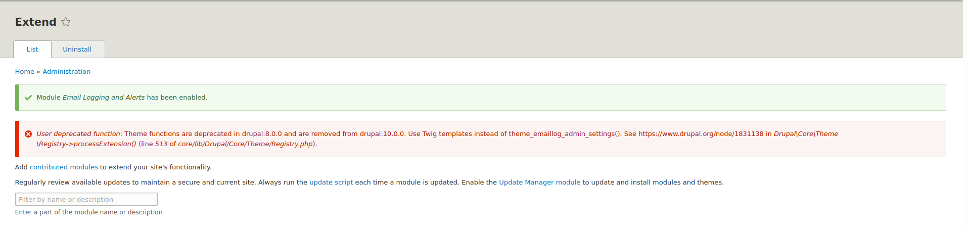 User deprecated function: Theme functions are deprecated in drupal:8.0.0 and are removed from ...