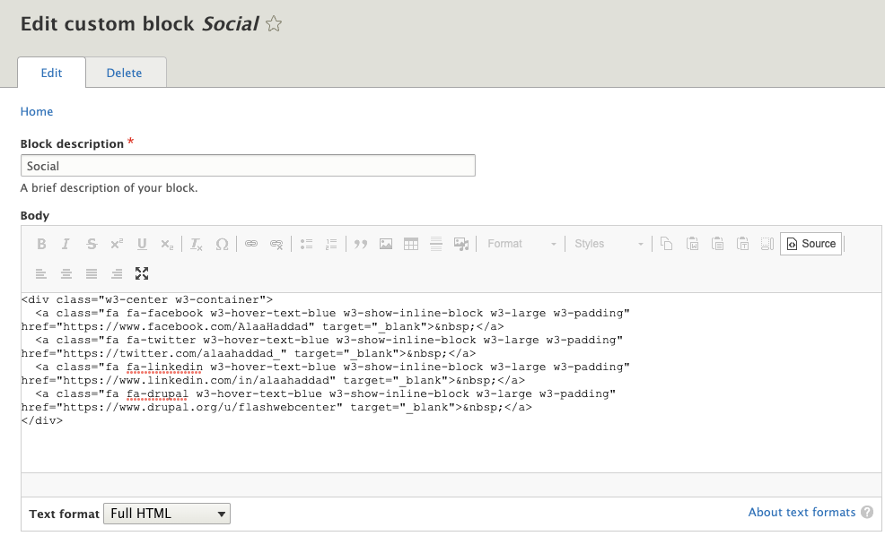 How to add custom social media icons and links? [#3279332] | Drupal.org