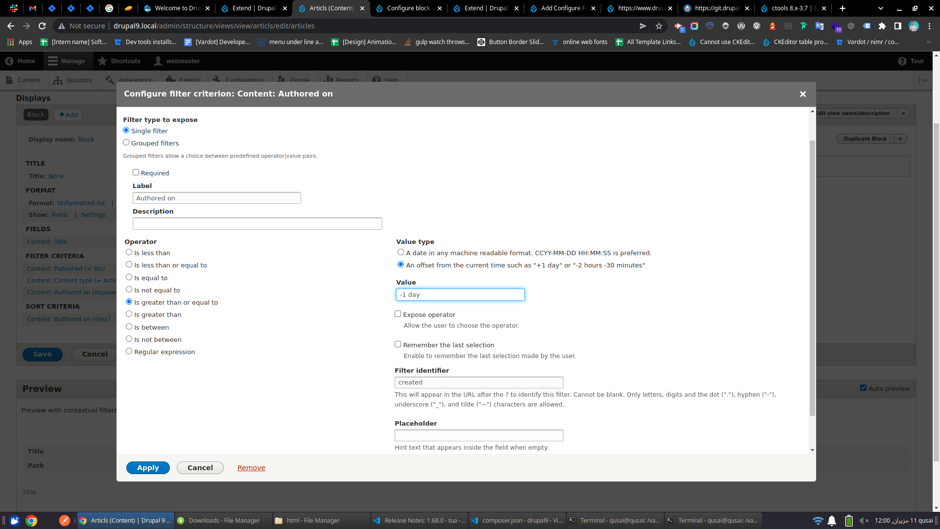 Add Configure Filter functionality to block views configuration. [#2657060] | Drupal.org