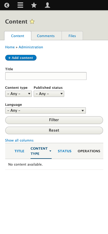 Graphical error in text when selecting different column fields on the content page on mobile ...