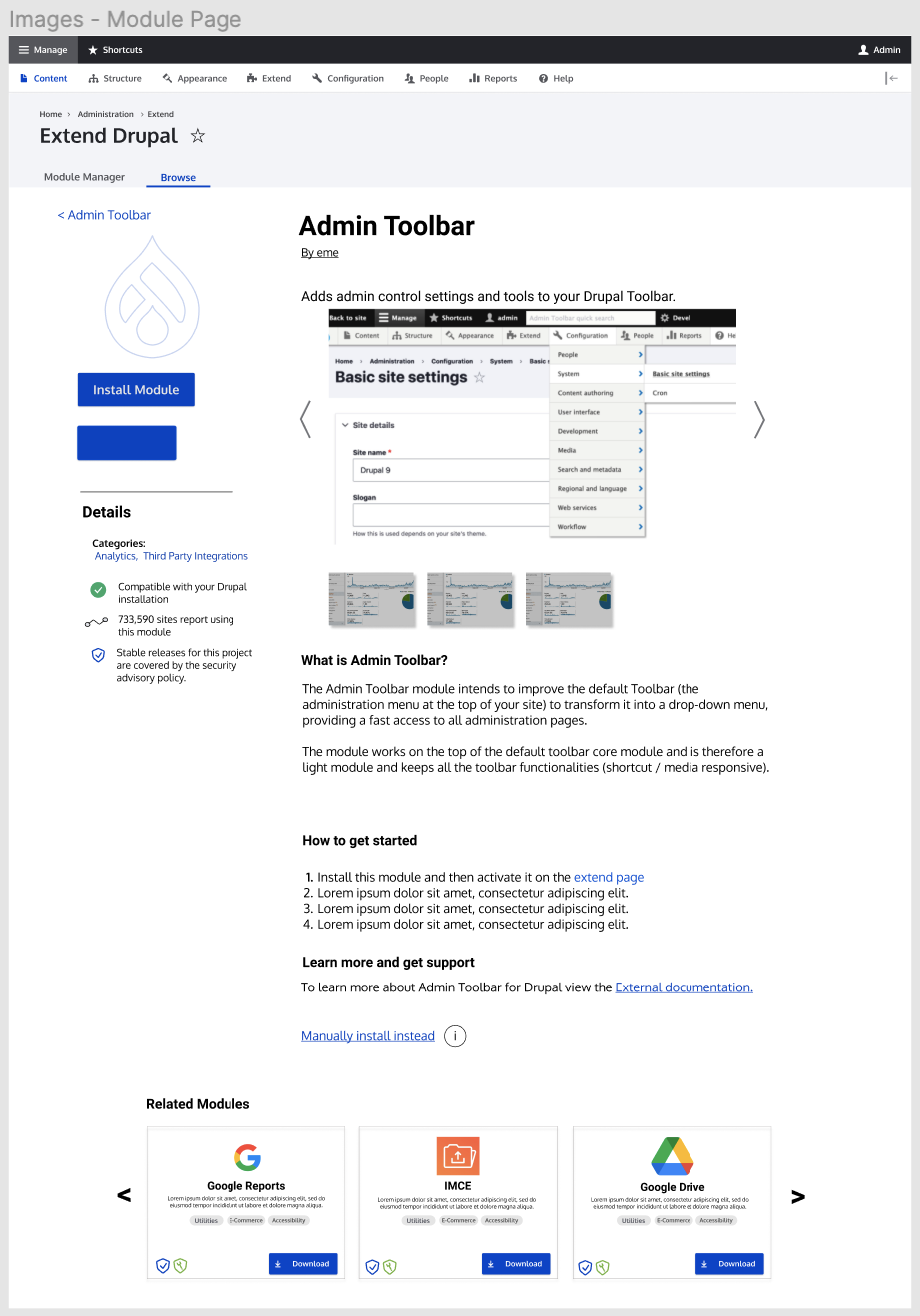 Create a skeleton for the individual module page [#3292996] | Drupal.org
