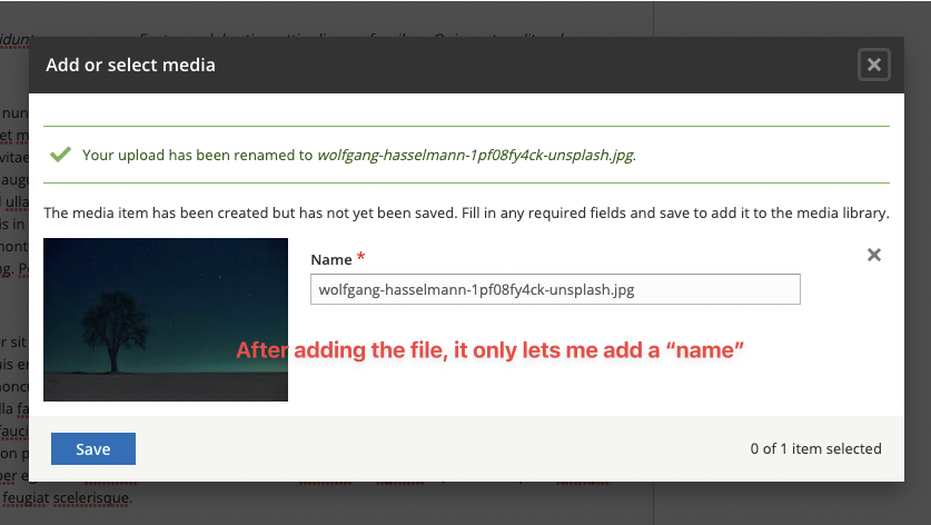 Adding a media entity (image) in CKEDITOR 5 does not let me fill in the fields on the media ...