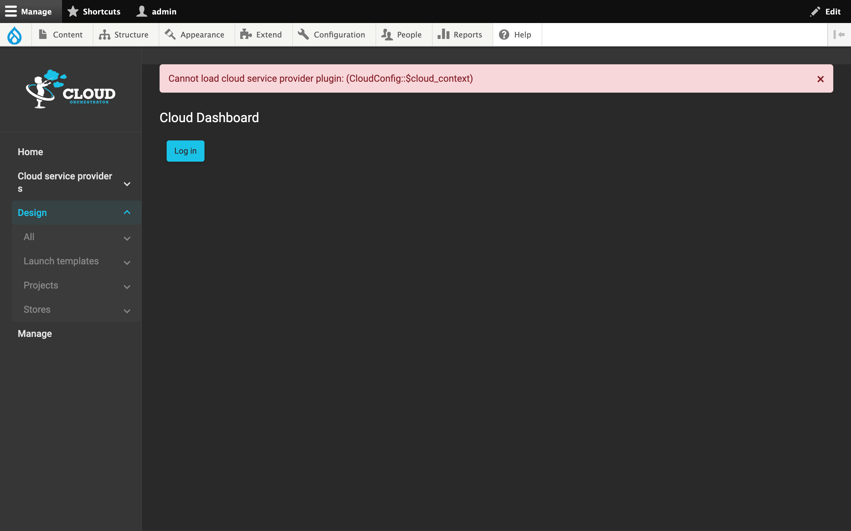 Fix the error: "Cannot load cloud service provider plugin: (CloudConfig ...