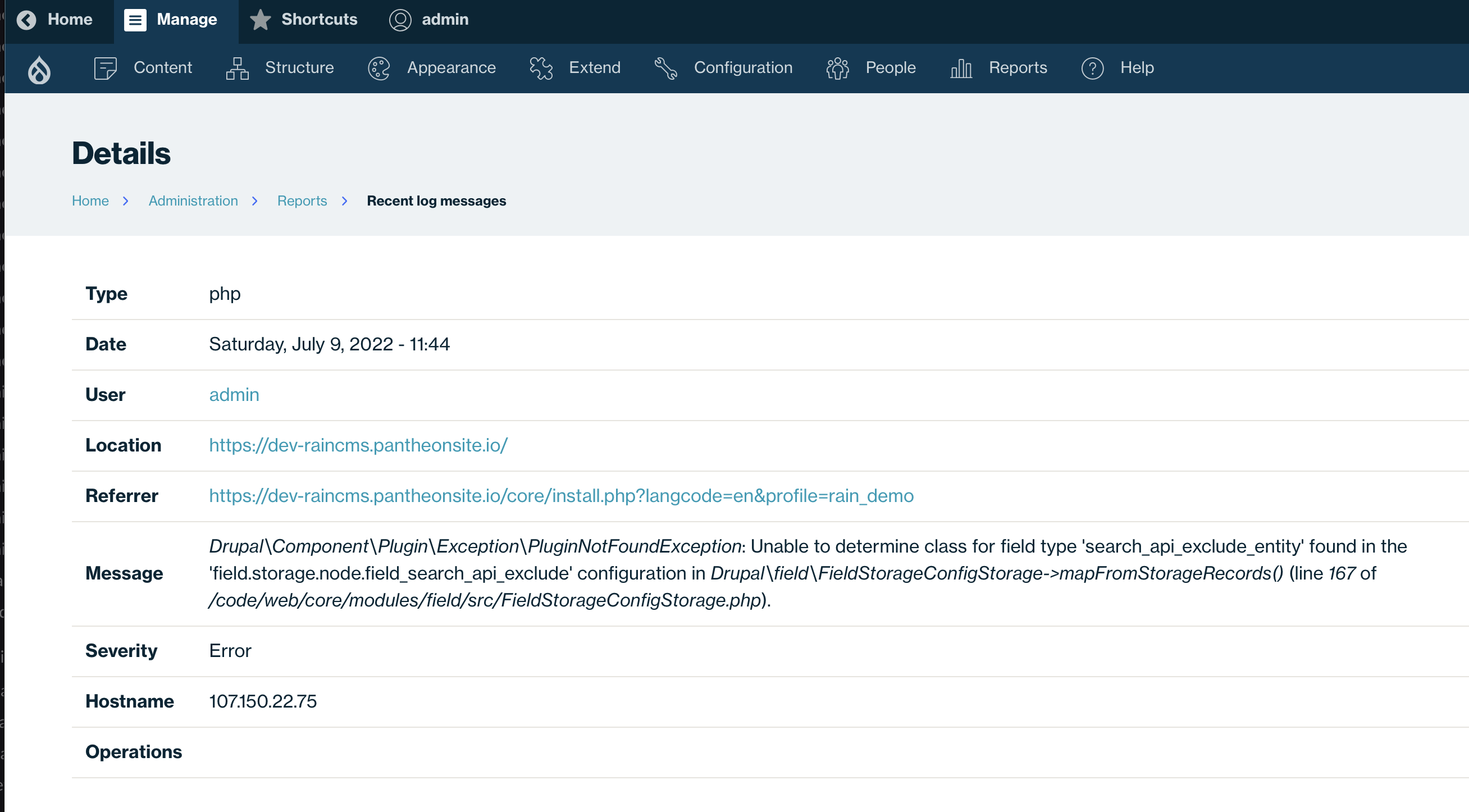 Search API related errors on install (Pantheon Upstream) [#3295167] | Drupal.org