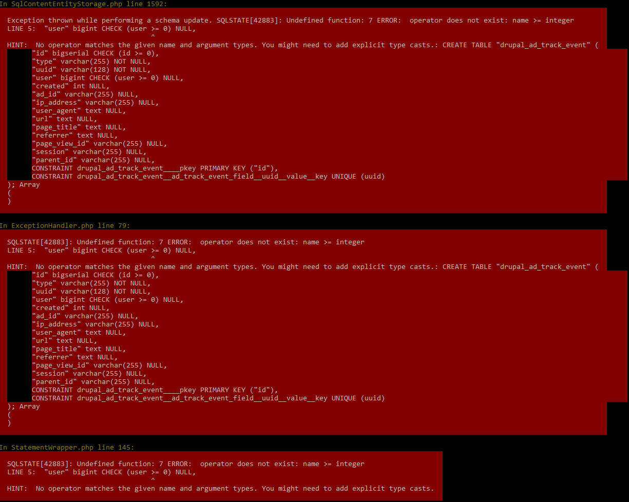 Broken Installation And Tracking On Postgresql [ 3295994]