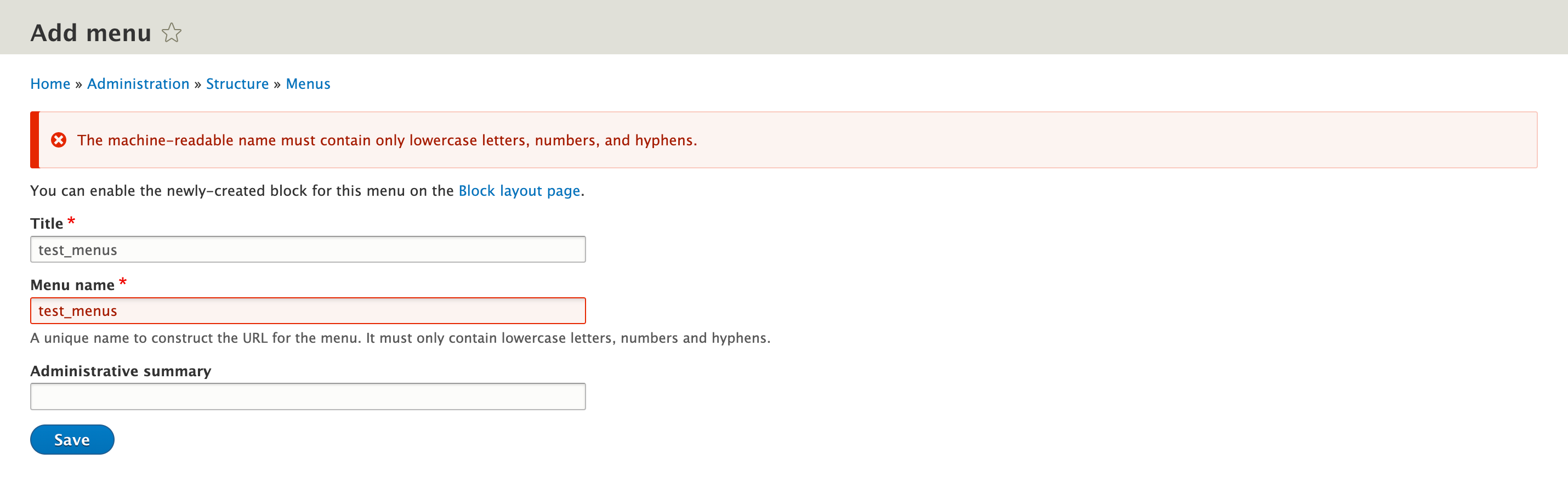 Allow underscore in menu machine name [#3304219] | Drupal.org
