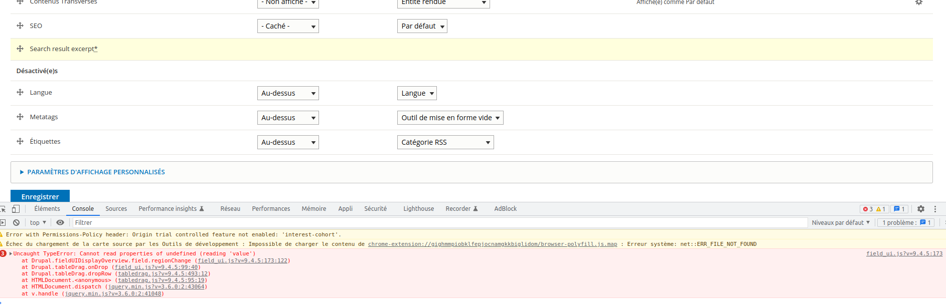 When editing entity view display pseudo (extra) fields cannot be dragged [#3304934] | Drupal.org