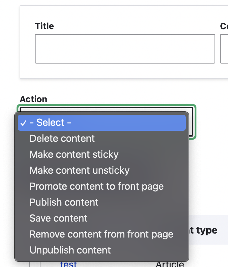 Empty option for views bulk form [#3307509] | Drupal.org