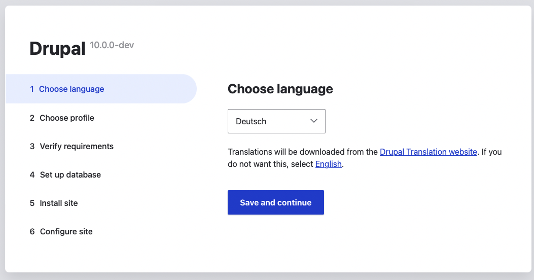 Installer does not update language of "select language" step [#3283369] | Drupal.org