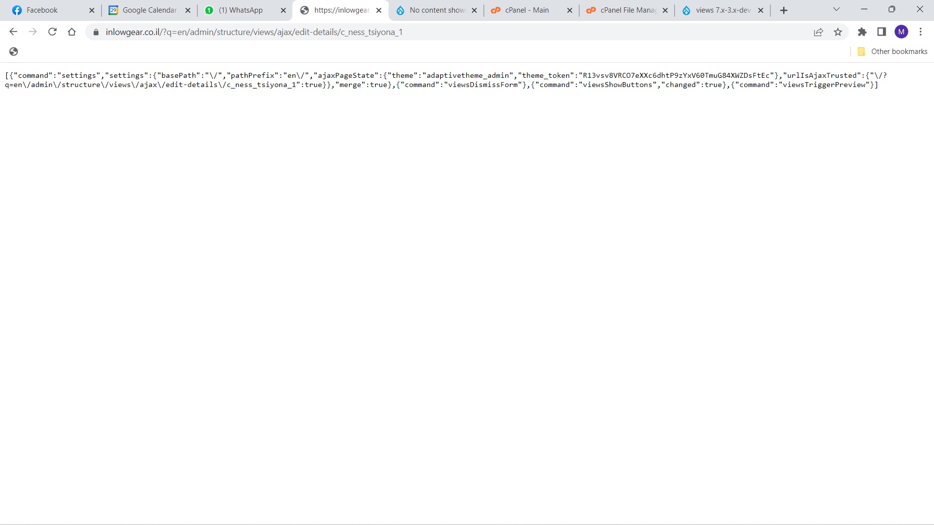 No content shows. Only code as text string when selecting "Apply" / "Cancel" of any Views Pop-up ...