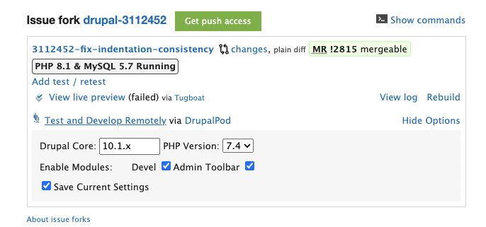 Integrate DrupalPod into Issue Patches and Forks [#3312543] | Drupal.org
