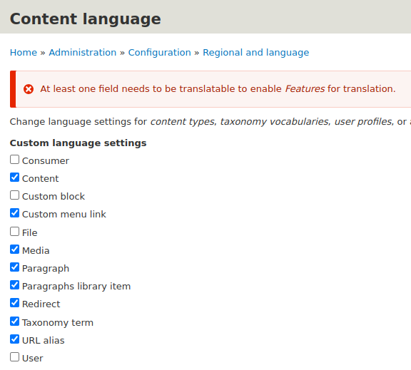 Unable to translate referenced entities without enabling translation for at least one of the ...