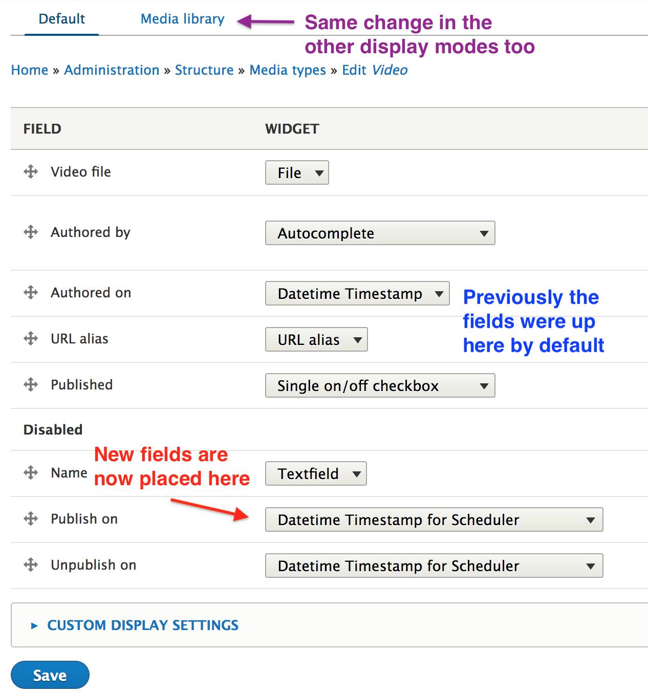 Disable fields in form displays by default [#3320341] | Drupal.org