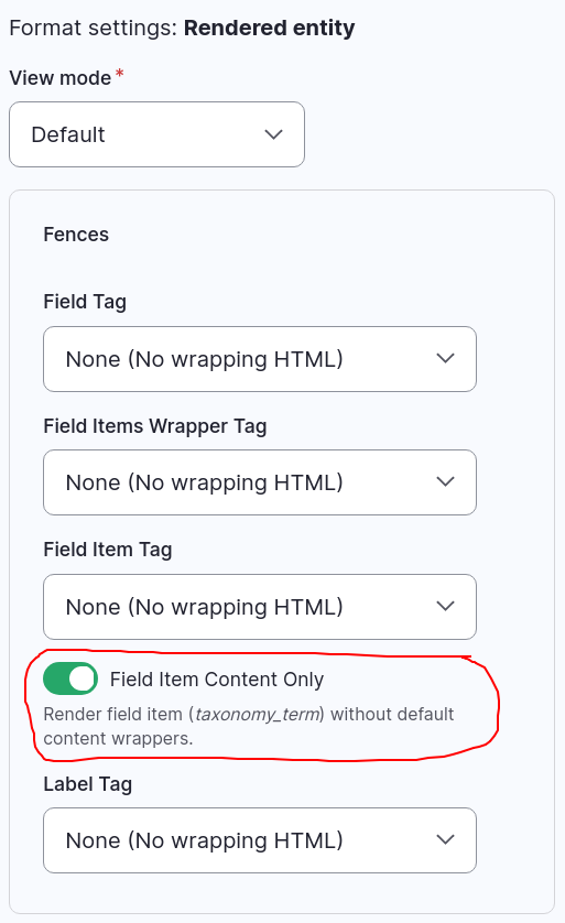 Provide an option to remove item content wrappers for Rendered entity field formatter. [#3321665 ...