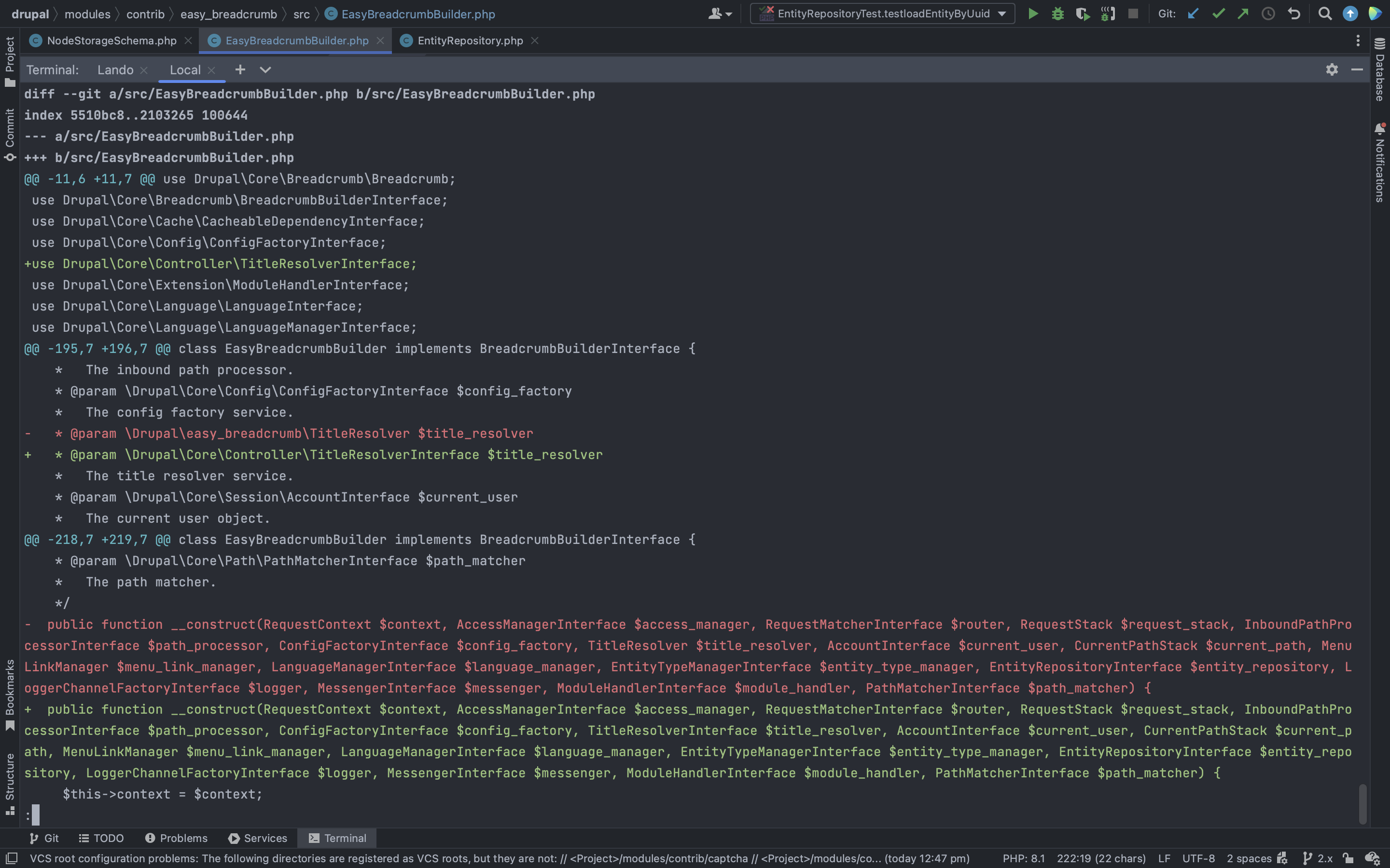 EasyBreadcrumbBuilder should use TitleResolverInterface instead of TitleResolver [#3321252 ...