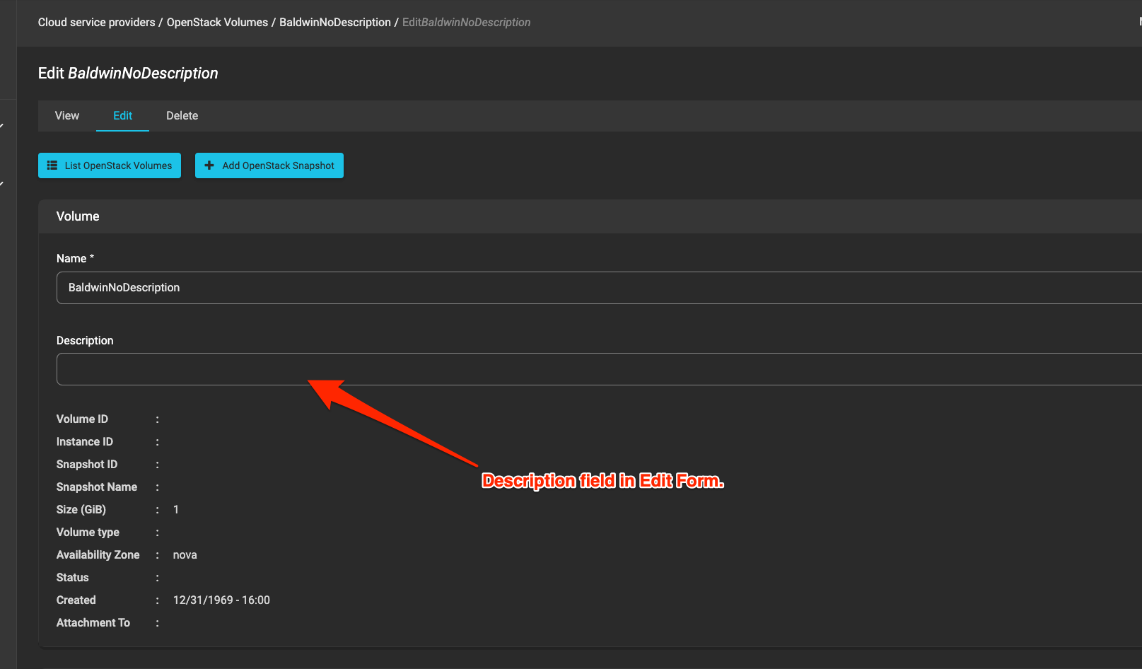 Add a description field for of OpenStack volume [#3324666] | Drupal.org