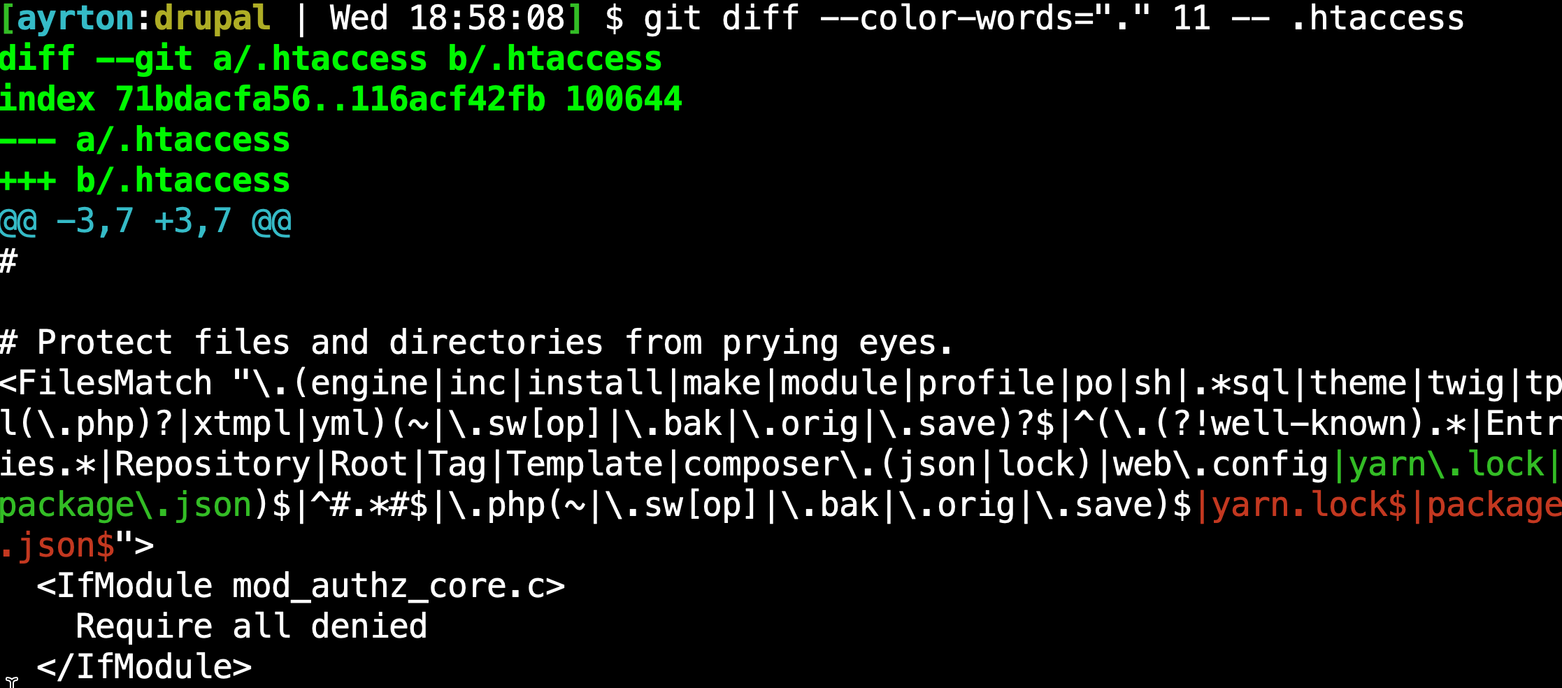 .htaccess rules broken since yarn.lock got added [#3327115] | Drupal.org