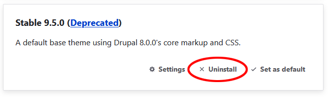 Deprecated core themes cannot be disabled on the "Appearance" tab because they are hidden ...