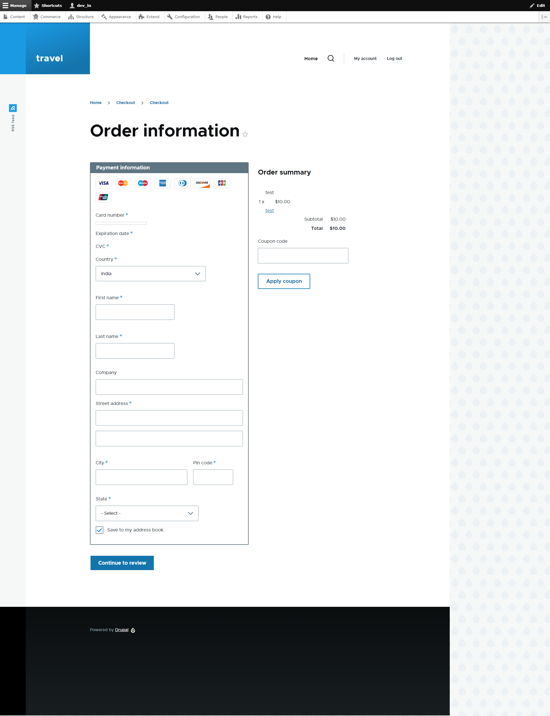 Checkout form Issues [#3343613] | Drupal.org