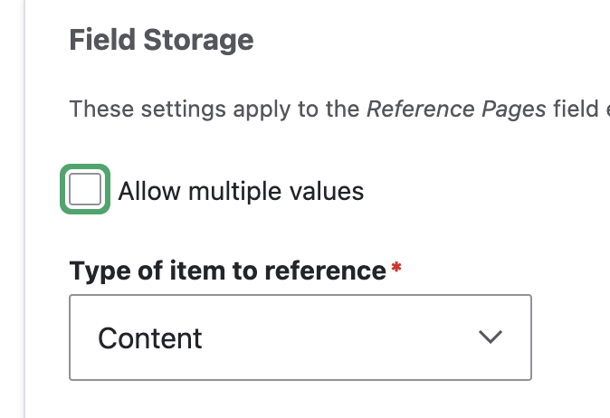 Provide "allow multiple values" checkbox that conditionally shows other multivalue-related form ...