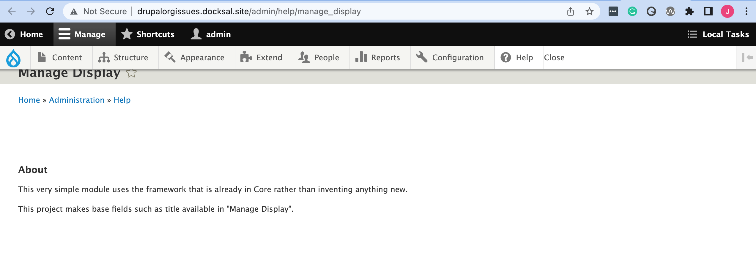 Implement hook_help() [#3347194] | Drupal.org
