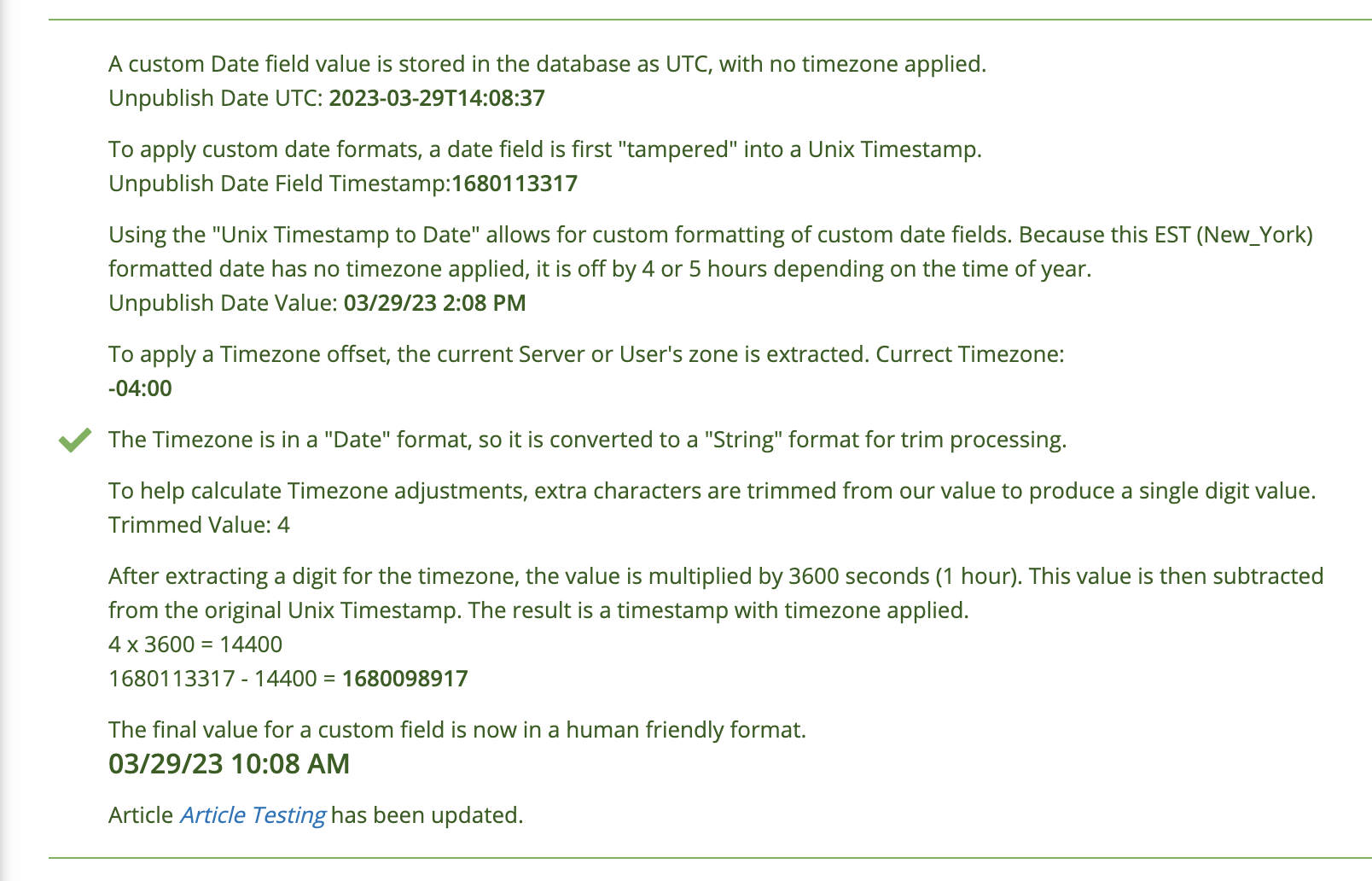 Example model for working with Dates, Timezones and Daylight Savings ...