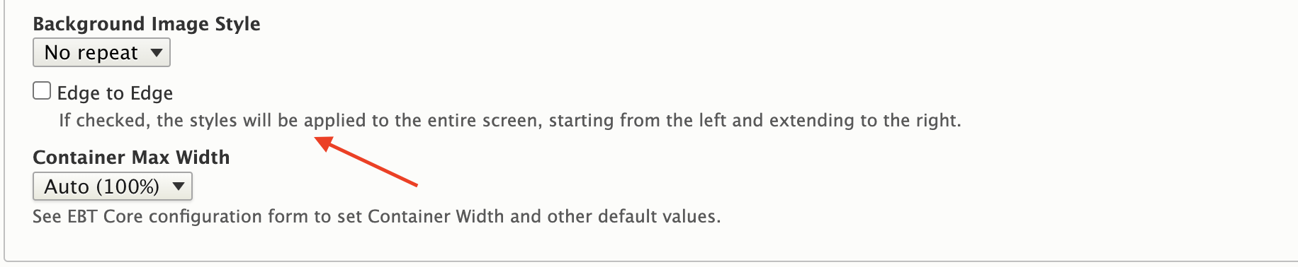 Provide help text description for the edge to edge inside of EBT Core ... Provide help text description for the edge to edge inside of EBT Core ...